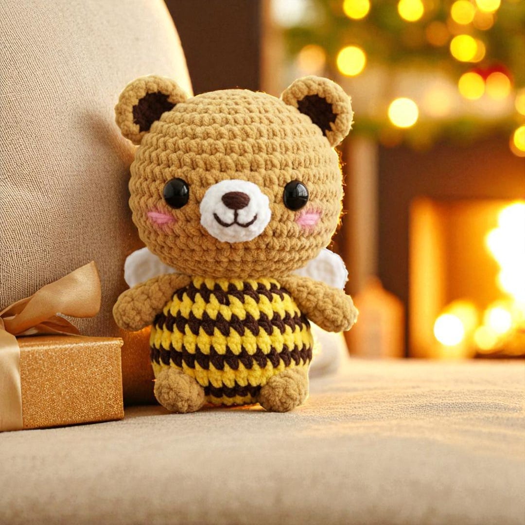 Handmade Crochet Bee Bear, Kawaii Amigurumi Teddy Plush, Cute Crochet ...