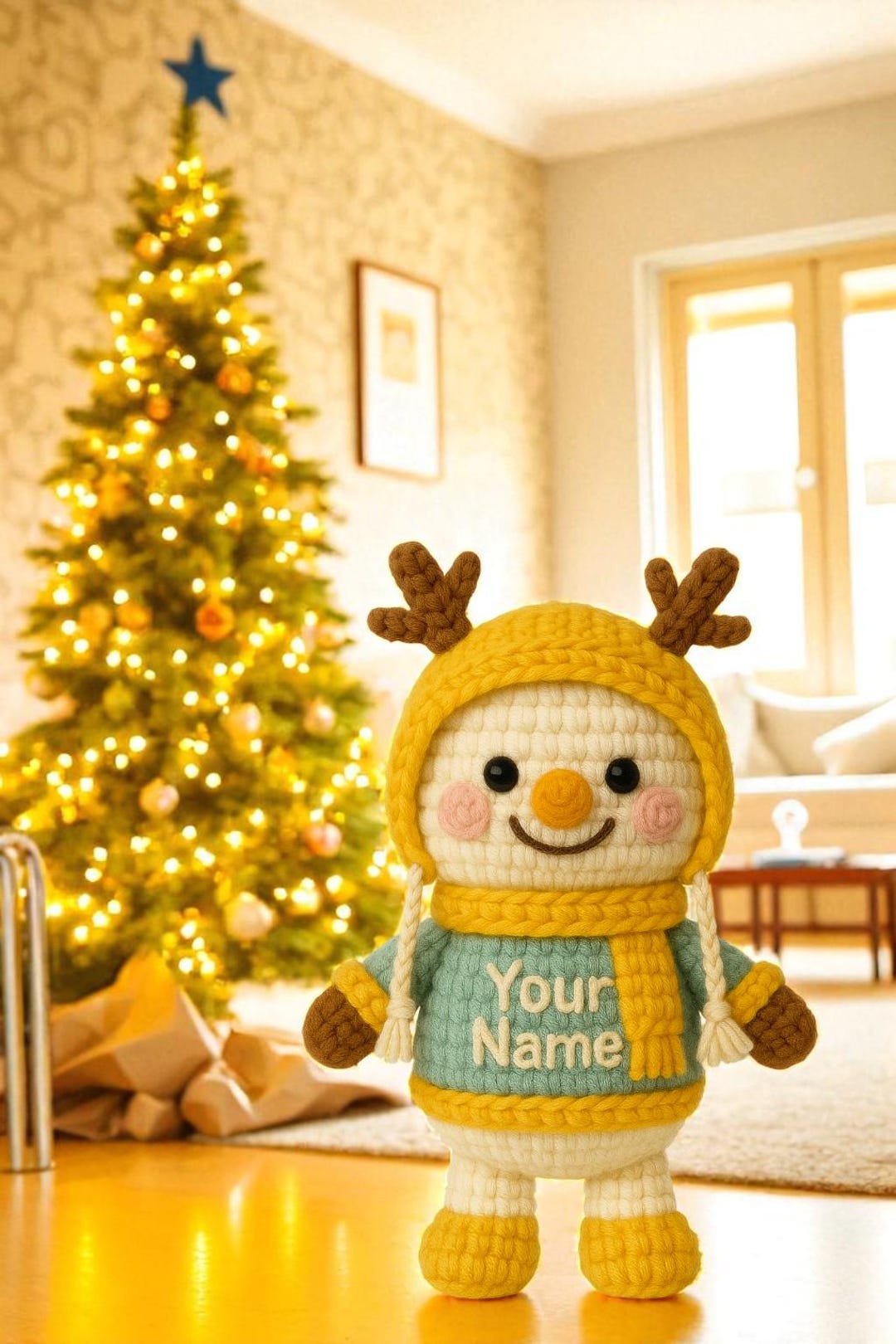 Personalized Crochet Snowman Doll, Custom Name Amigurumi Plush ...