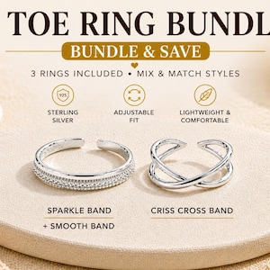 Adjustable Sterling Silver Toe Ring Set of 2 – Sparkle Toe Rings ...