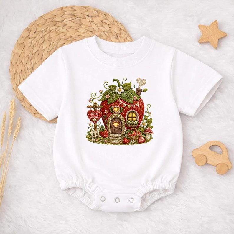 Strawberry Cottage Embroidery Design, Berry Home Fairy House File ...