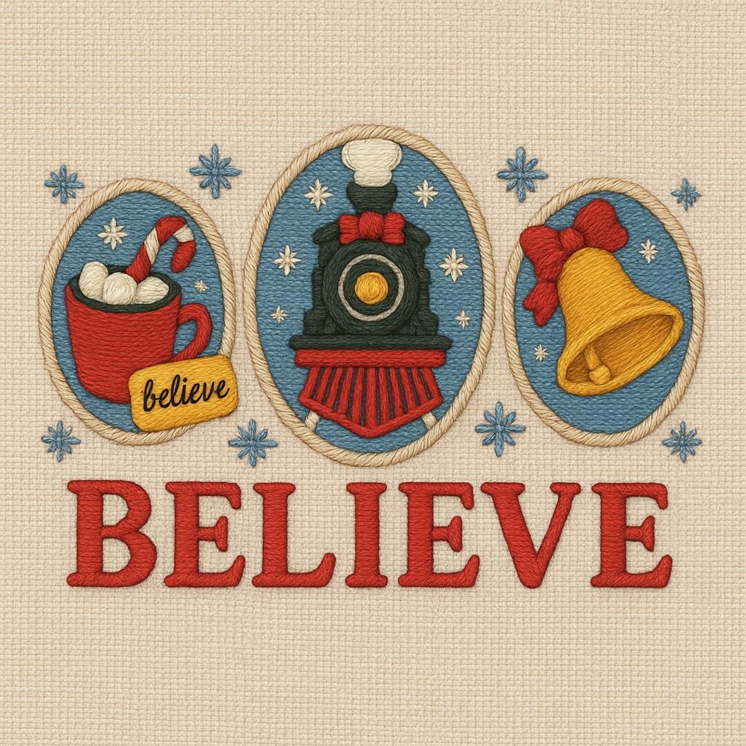 Christmas Embroidered Design, Magic Train Movie Embroidered Design ...