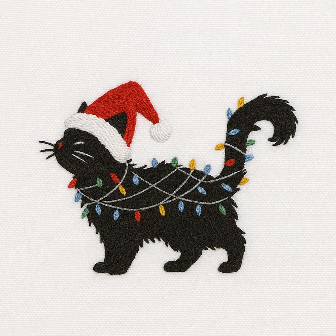 Meowy Christmas Embroidery Designs 5 Sizes, Christmas Cute Cat ...