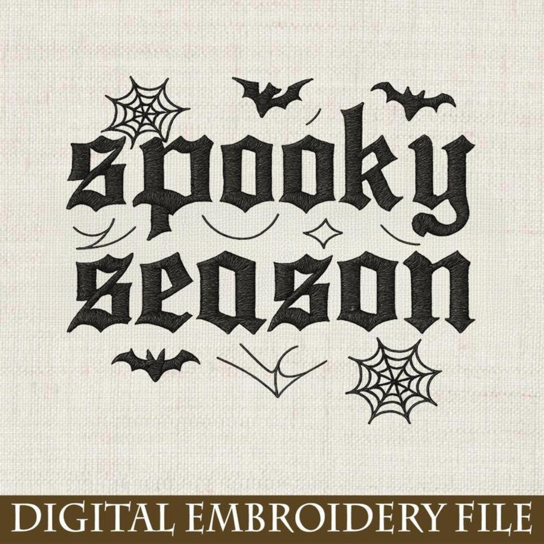Spooky Bat Halloween Embroidery Design, Gothic Style Bat Stitch File ...