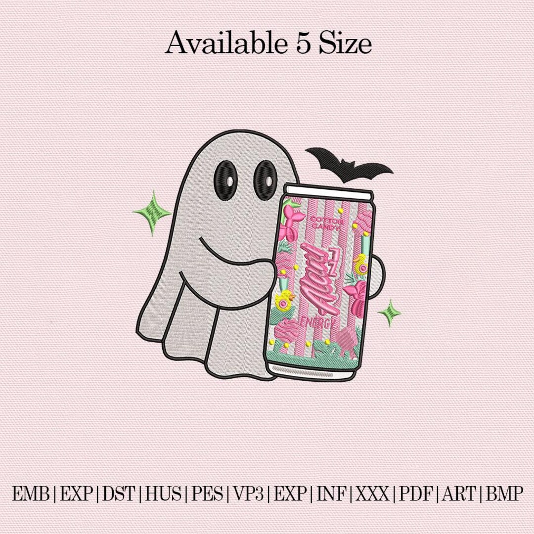 Embroidered Ghost With Witch's Brew Drink Design, Cute Spooky Pink ...