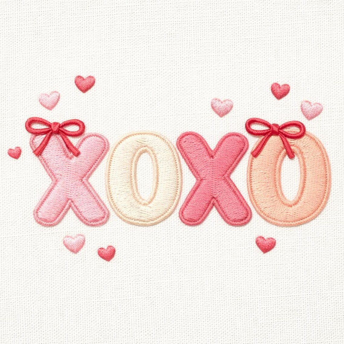 Red XOXO Bow Applique Embroidery Designs, Valentines XOXO Embroidery ...