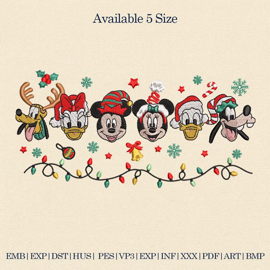 Mickey & Friends Embroidery Design File, Christmas Embroidery Design ...