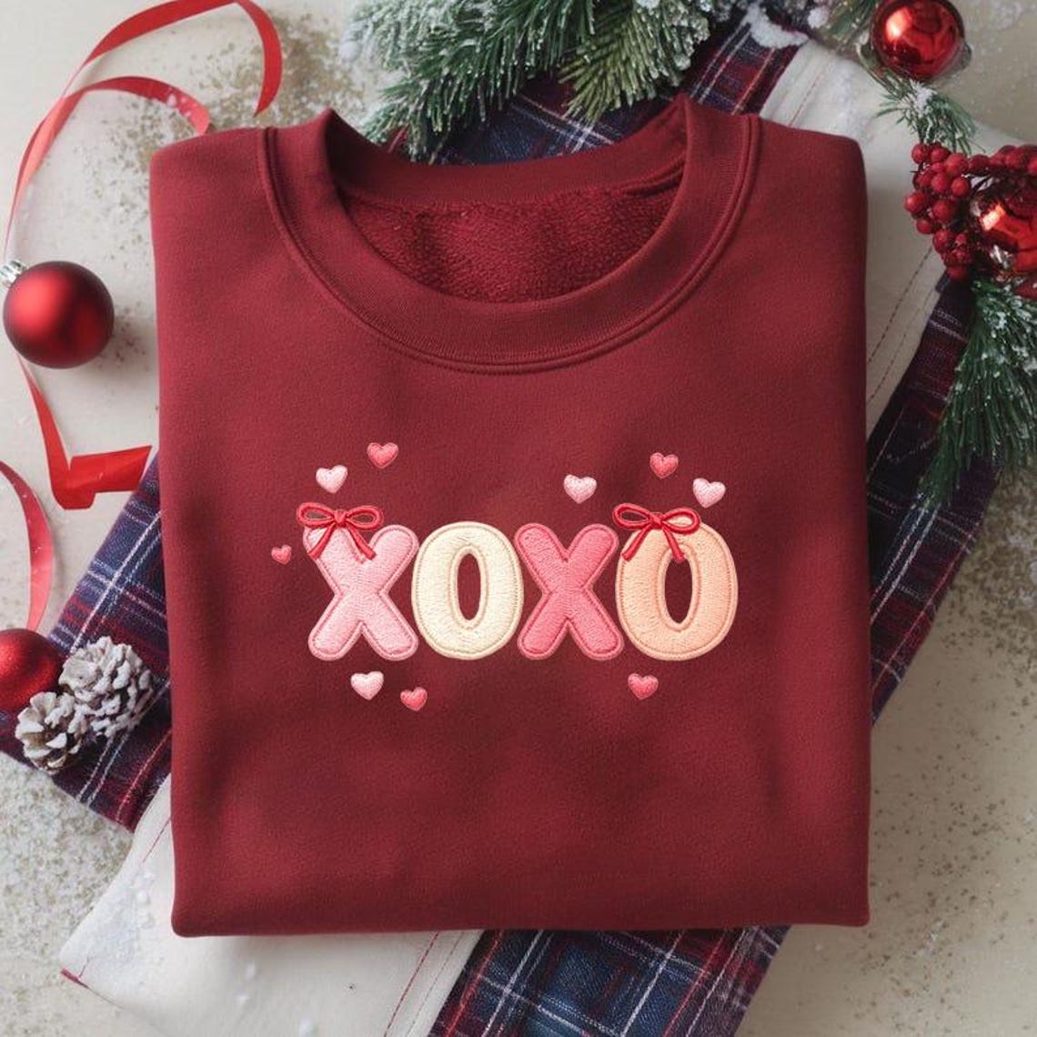 Red XOXO Bow Applique Embroidery Designs, Valentines XOXO Embroidery ...