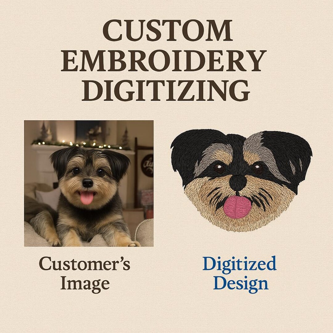 Custom Dog Embroidery Design Files, Custom Pet Portrait Embroidery ...