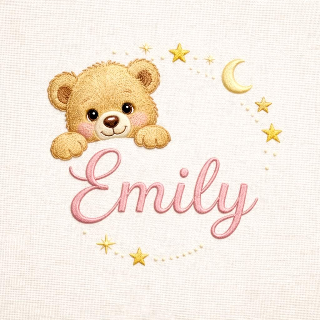 Personalized Baby Name Embroidery Design, Teddy Bear Moon Embroidery ...