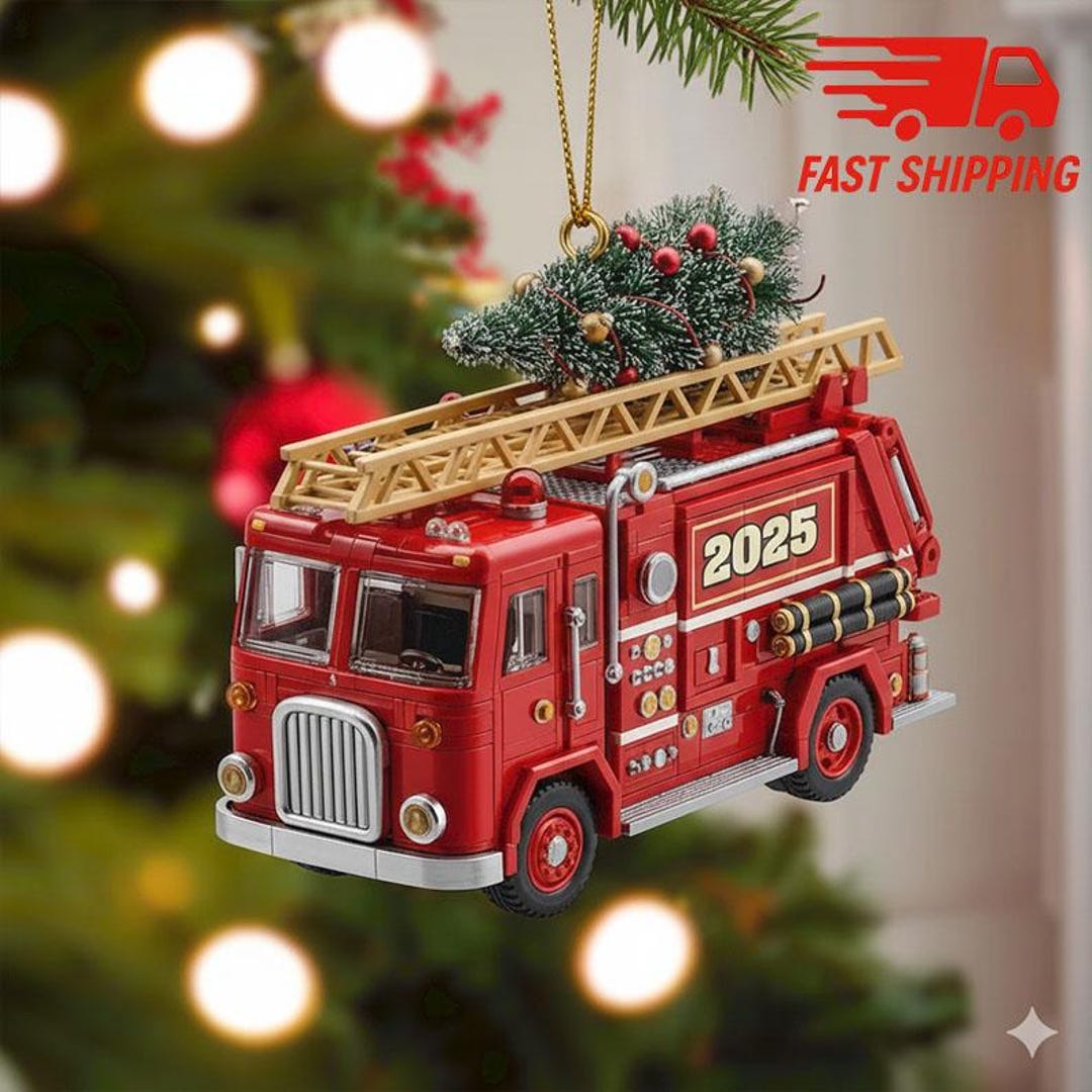 Fire Truck Ornament Custom Name, Firefighter Christmas Decor ...