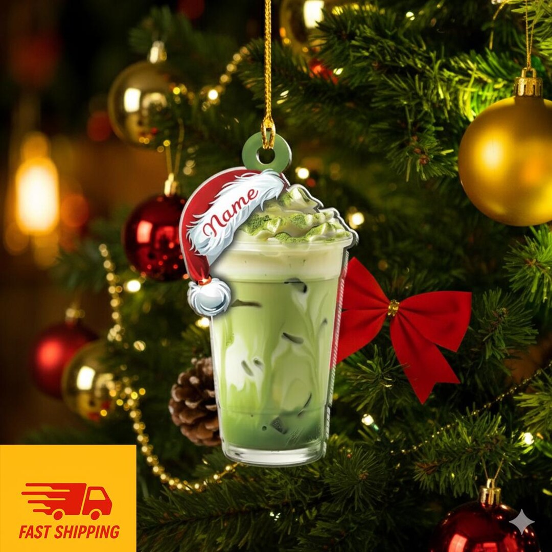 Personalized Matcha Latte Ornament, Custom Name Christmas Drink ...