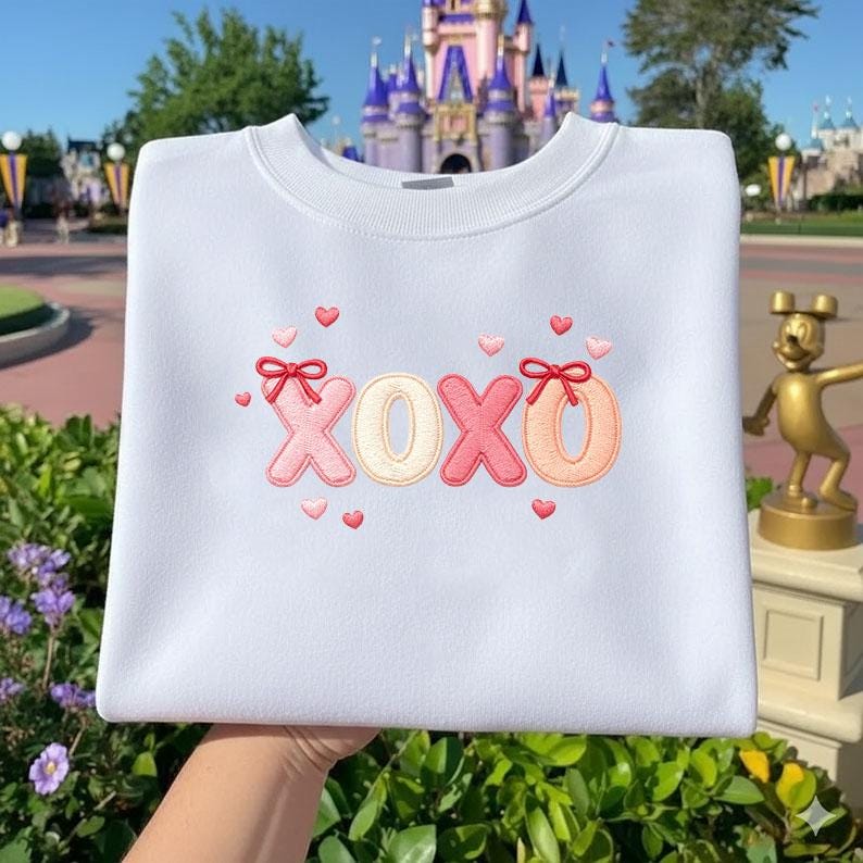 Red XOXO Bow Applique Embroidery Designs, Valentines XOXO Embroidery ...