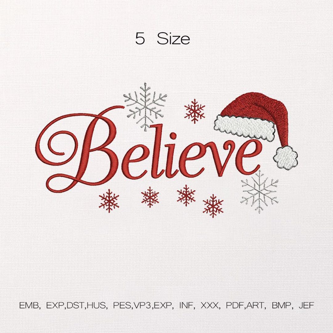 Christmas Embroidery Designs, Believe Embroidery Design, Believe ...