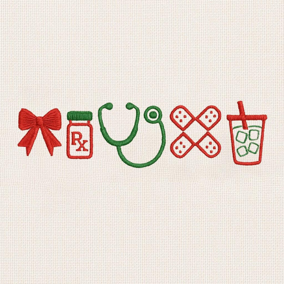 Medical Icons Christmas Embroidery Design | Nurse Doctor Stethoscope ...