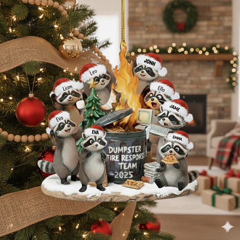 Dumpster on Fire Response Team Christmas Ornament, Funny 2025 Dumpster ...