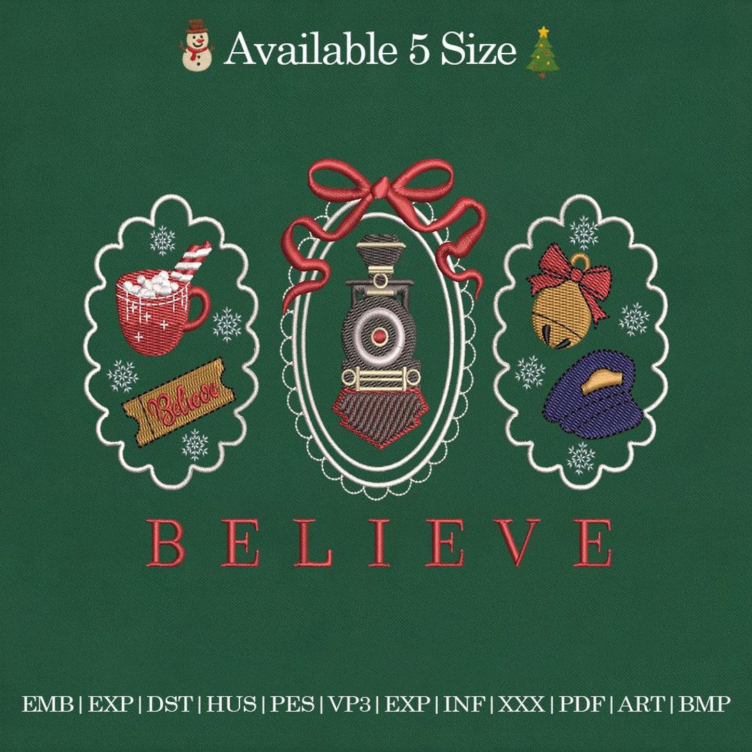 Christmas Embroidered Design, Magic Train Movie Embroidered Design ...