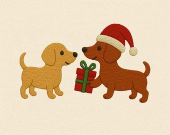 Dachshund Christmas Machine Embroidery Designs | Cute Dog With Holiday ...
