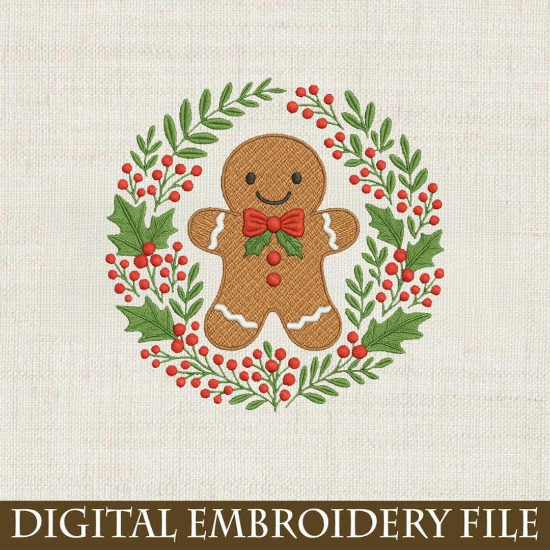 Gingerbread Man Embroidery Design, Festive Holiday Embroidery File ...