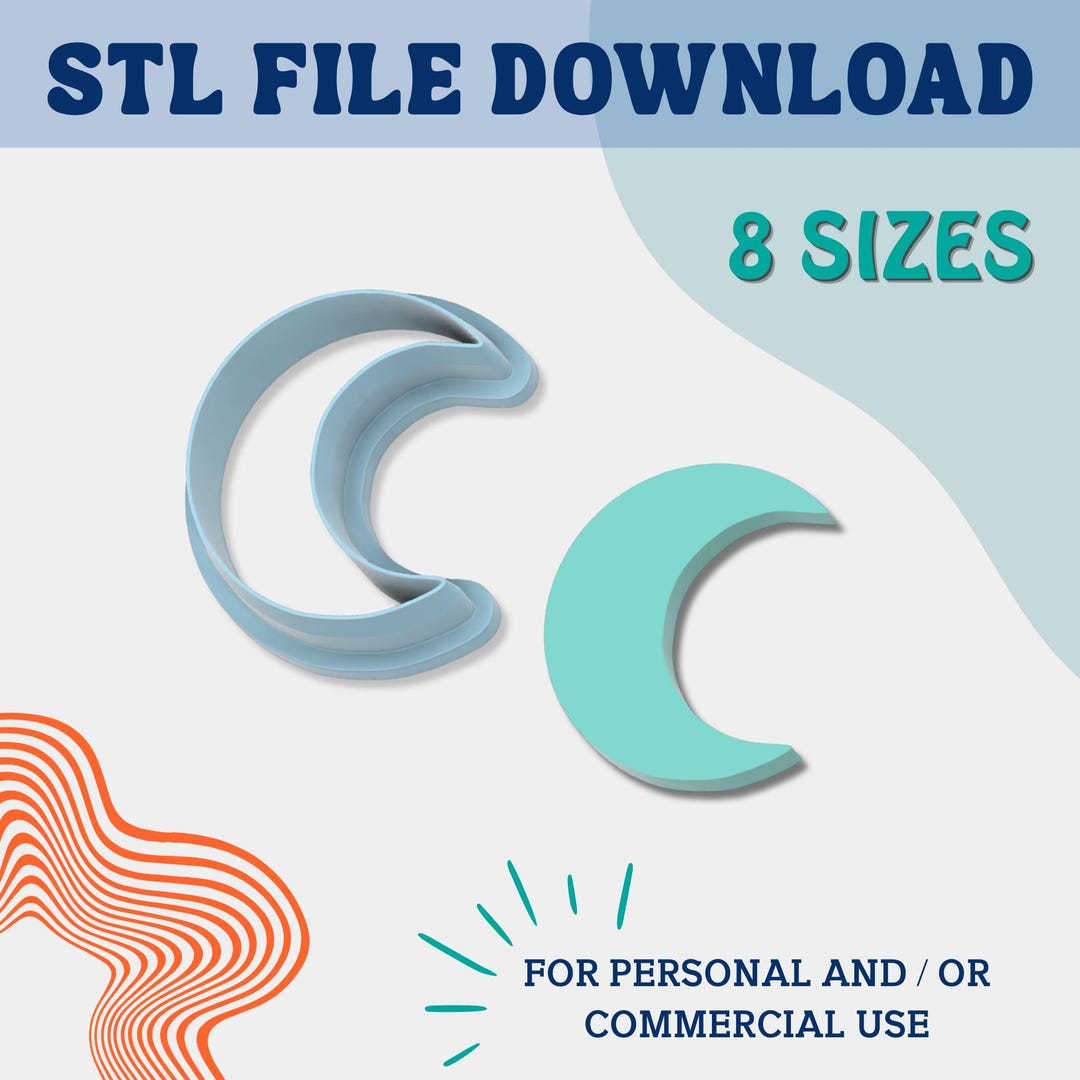 Crescent Moon - Digital STL Cutter File - 3D Printer Celestial Moon ...