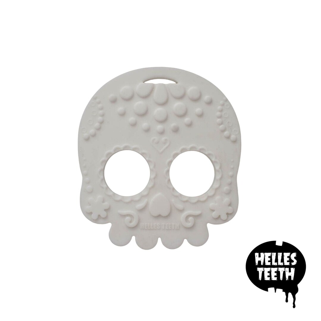 Helles Teeth White Sugar Skull Teether Silicone Teething Toy for Babies ...