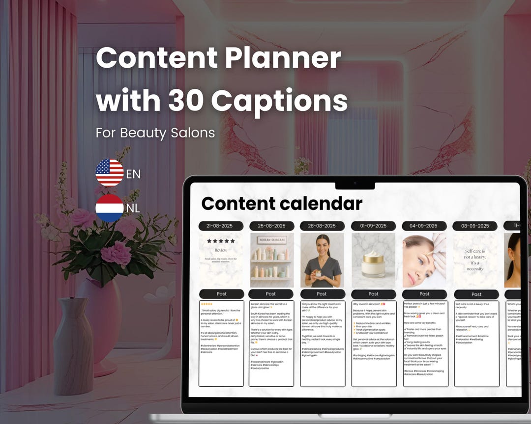 Instagram Content Calendar for Beauty Salons – 30 Editable Captions in ...