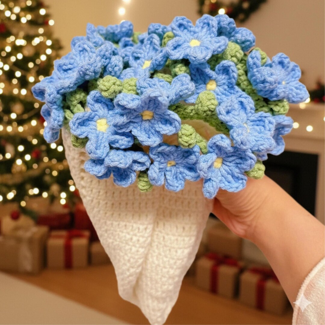 Forget-me-not Crochet Blanket Pattern | Easy Floral Afghan (PDF Pattern ...