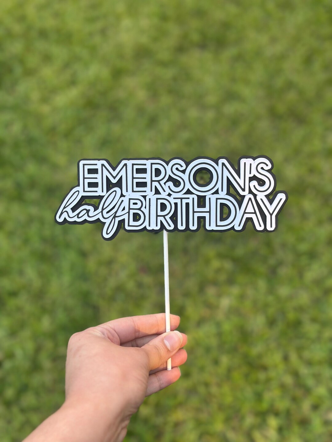 Double Layered Half Birthday Cake Topper - Etsy