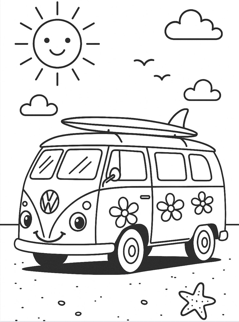 Kids Summer Coloring Book — Beach Day Activities - Etsy