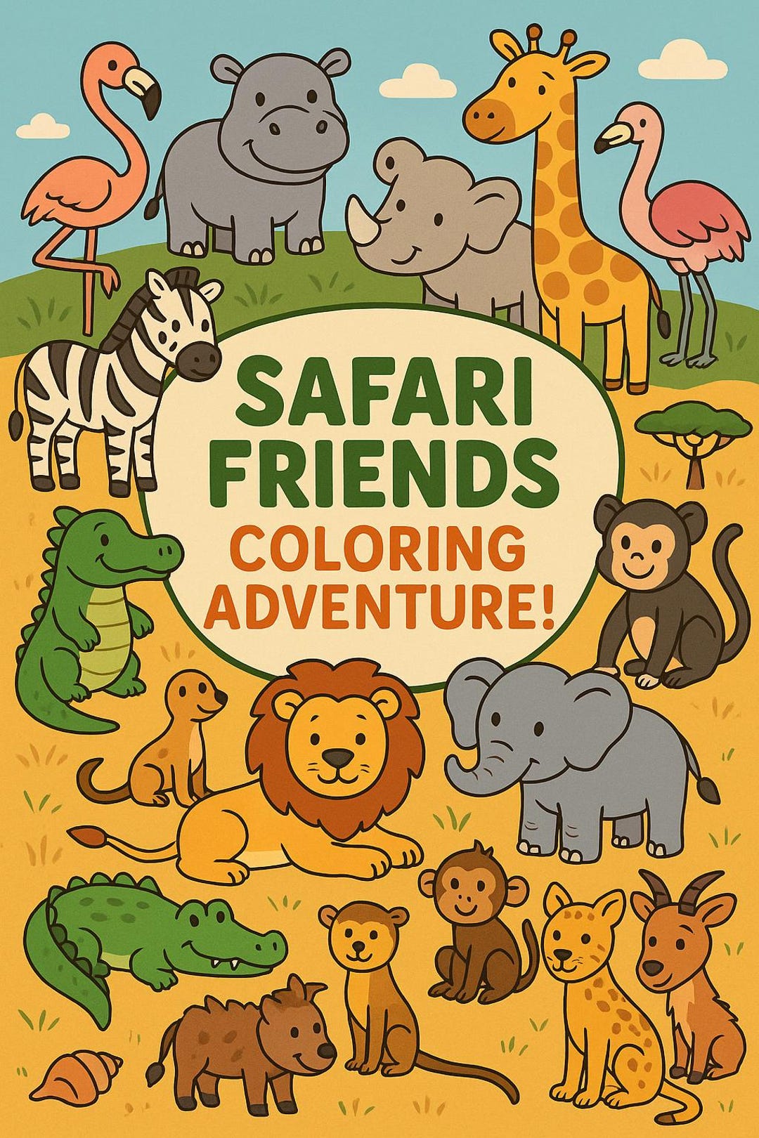 Kids Summer Coloring Book — Safari Animal Adventure - Etsy