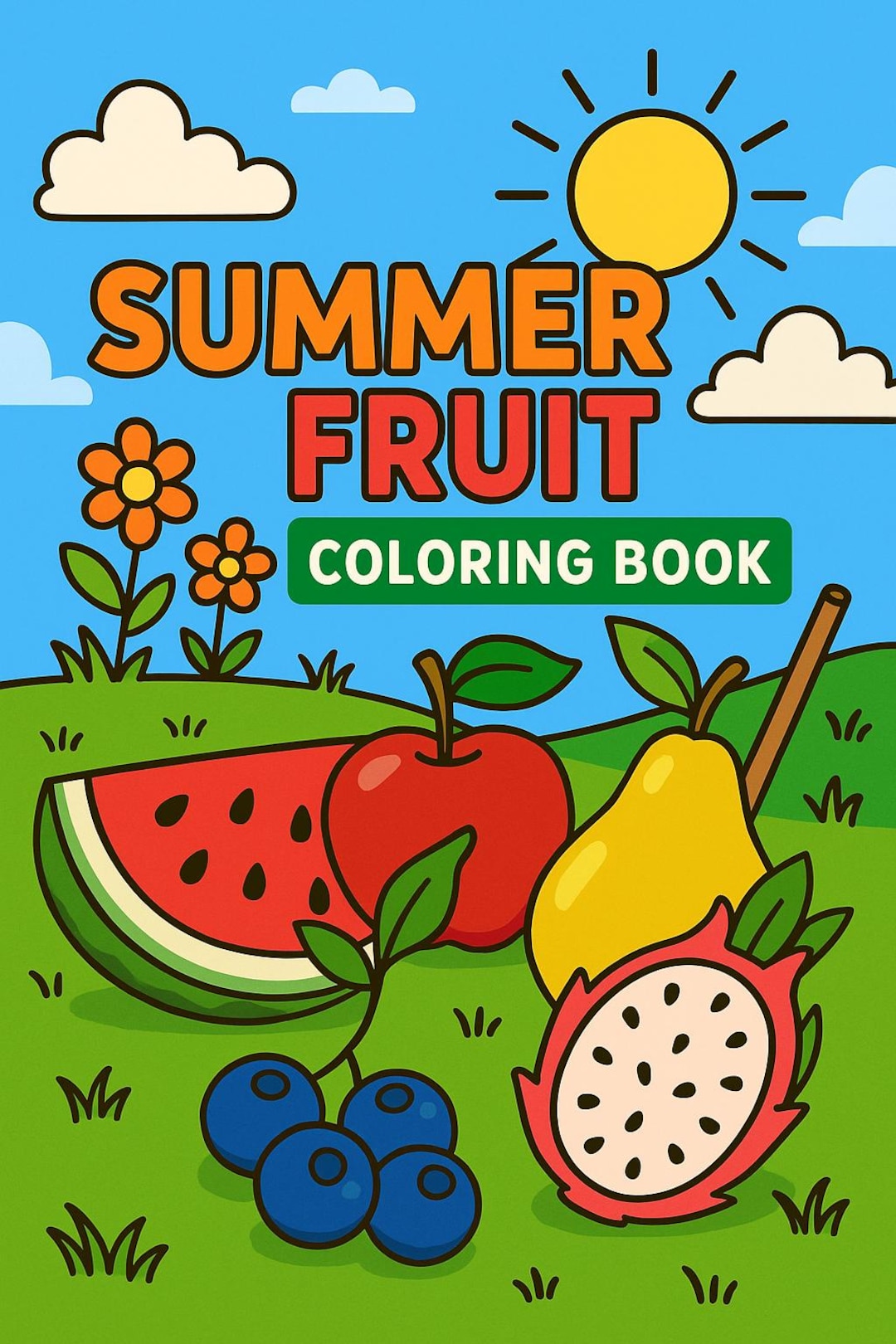 Kids Summer Coloring Book — Summer Fruit - Etsy