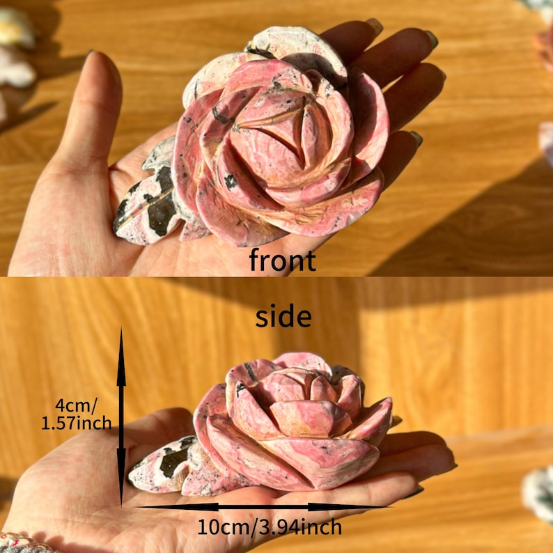 Natural Crystal Gem Stone Rose Flower Carving Decorative Ornament - Etsy