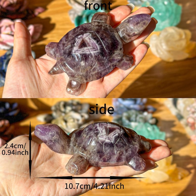 Natural Crystal Carved Turtle Decorative Ornament - Etsy