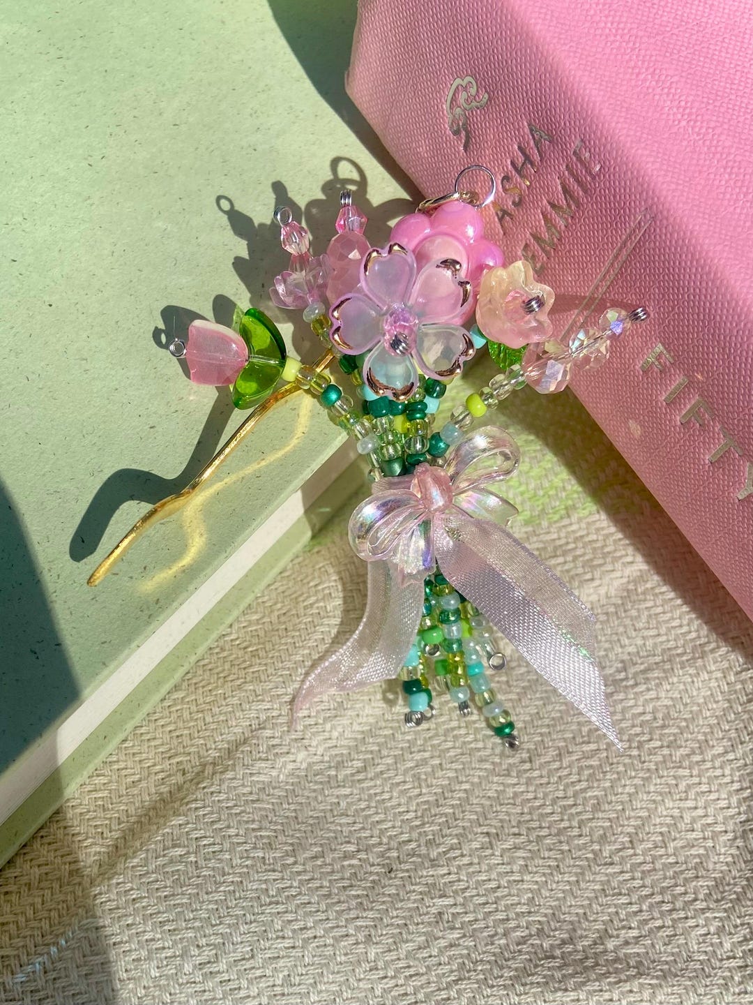 Beaded Flower Bouquet Charm Bookmark - Etsy