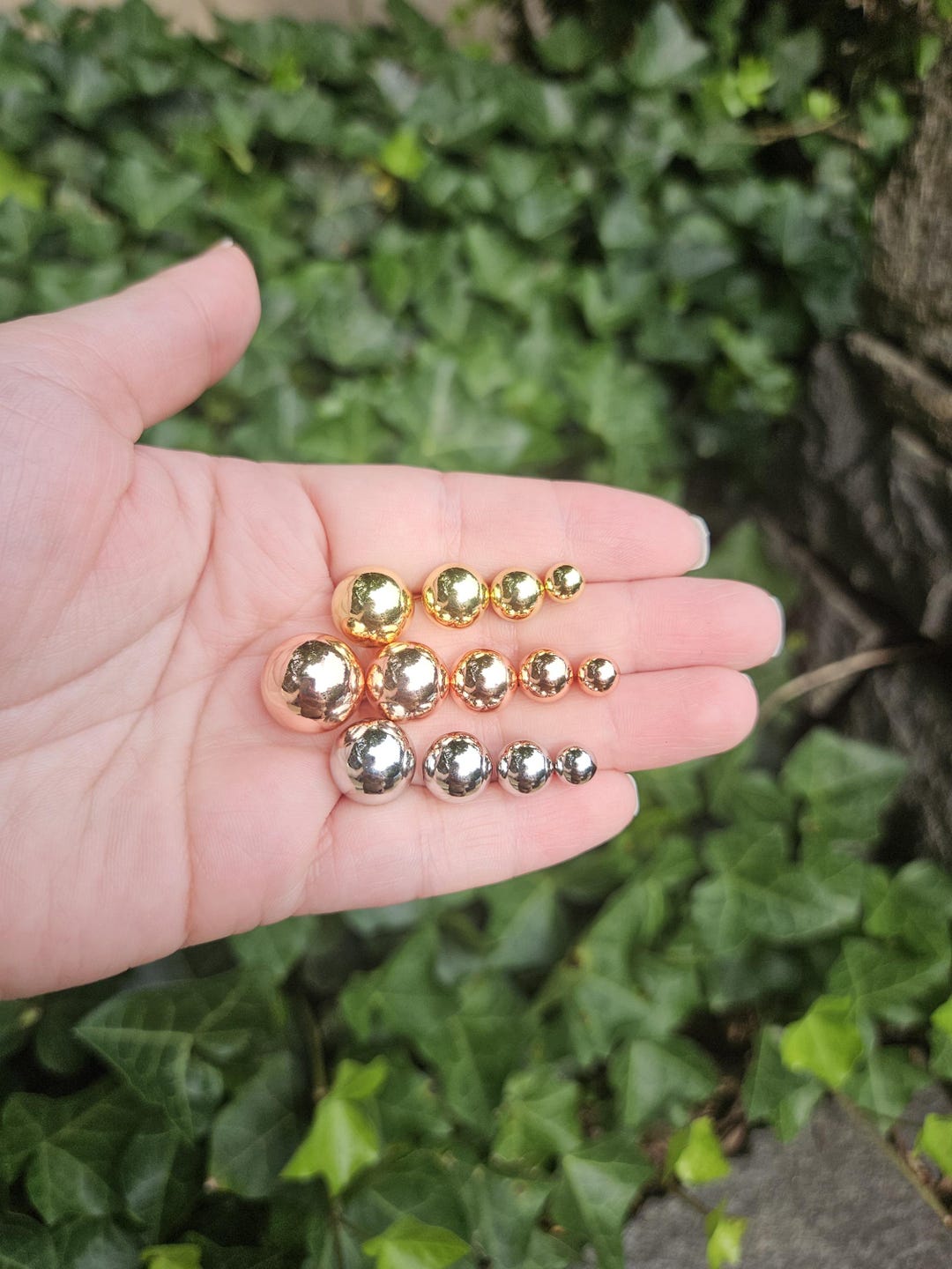 14mm 18k Gold Plated Ball Stud Earrings Simple Round Studs Minimalist ...