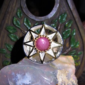 Ornate Vibrant Pink Star Ruby Octagram Star Polygon Filigree Statement ...