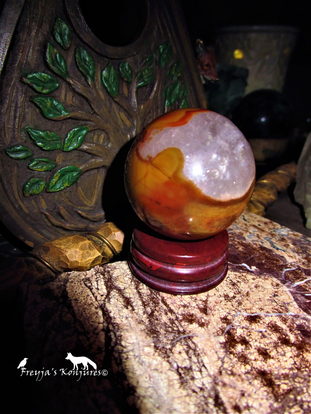 A High Grade Gemmy Fiery Zhanguo Warring States Agate Sphere with ...