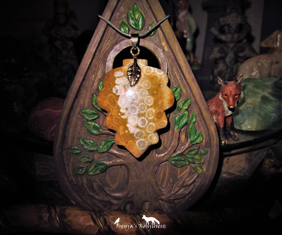 Sea Foliage Fossilized Coral Leaf Pendant - "the Mermaid's Talisman" - Etsy