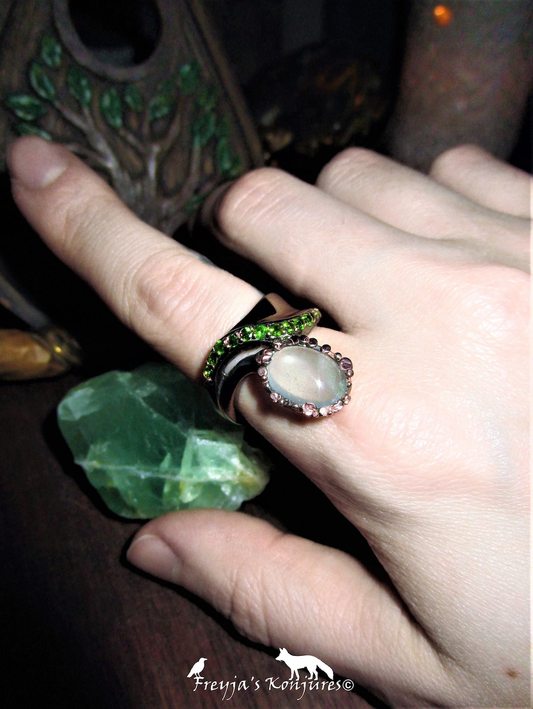 Stunning Girasol Aquamarine Statement Ring With Peridot Accents ...