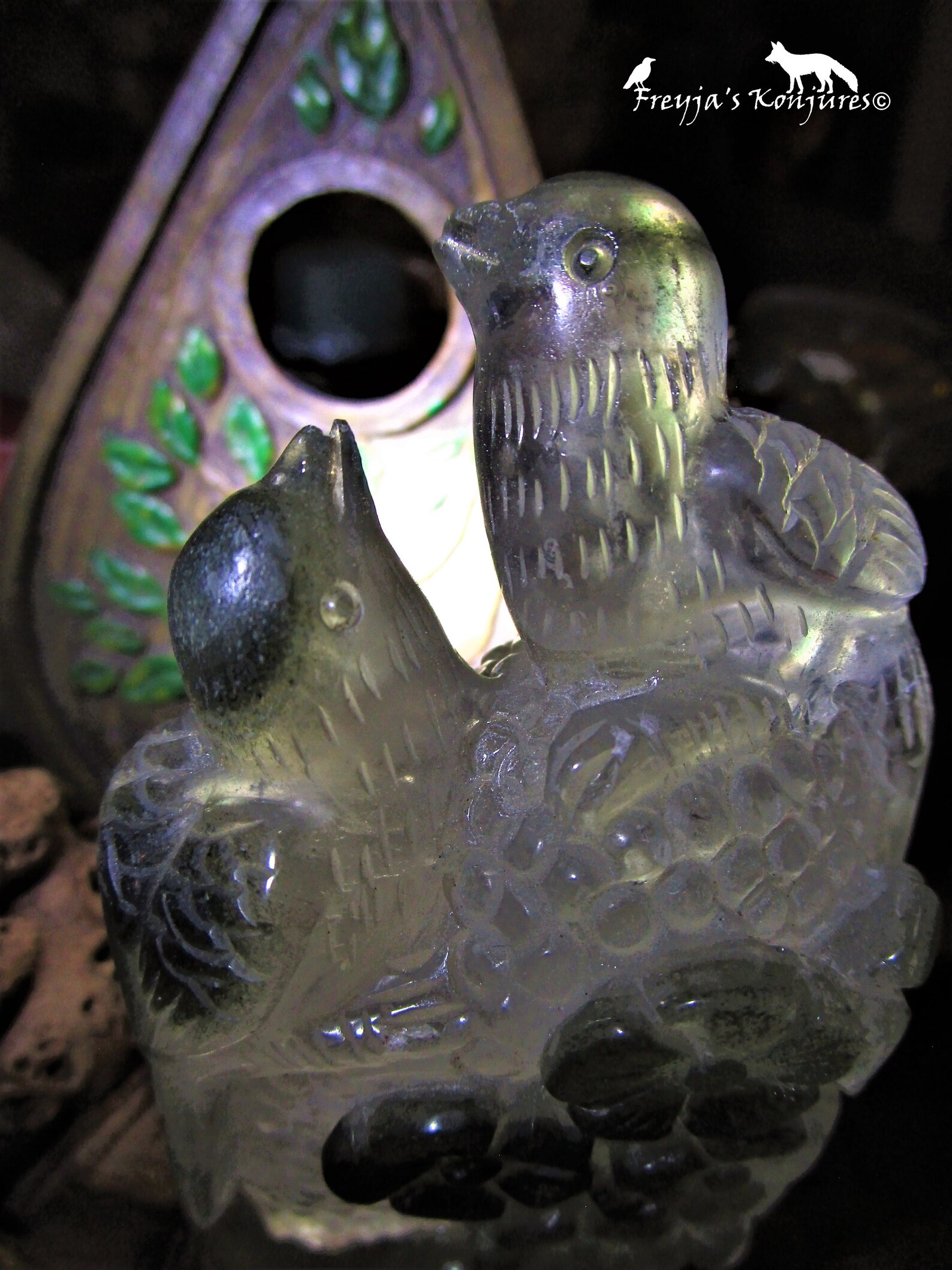 Ornate Scenic Garden Quartz Bird Flower Carving With Exotic | Etsy