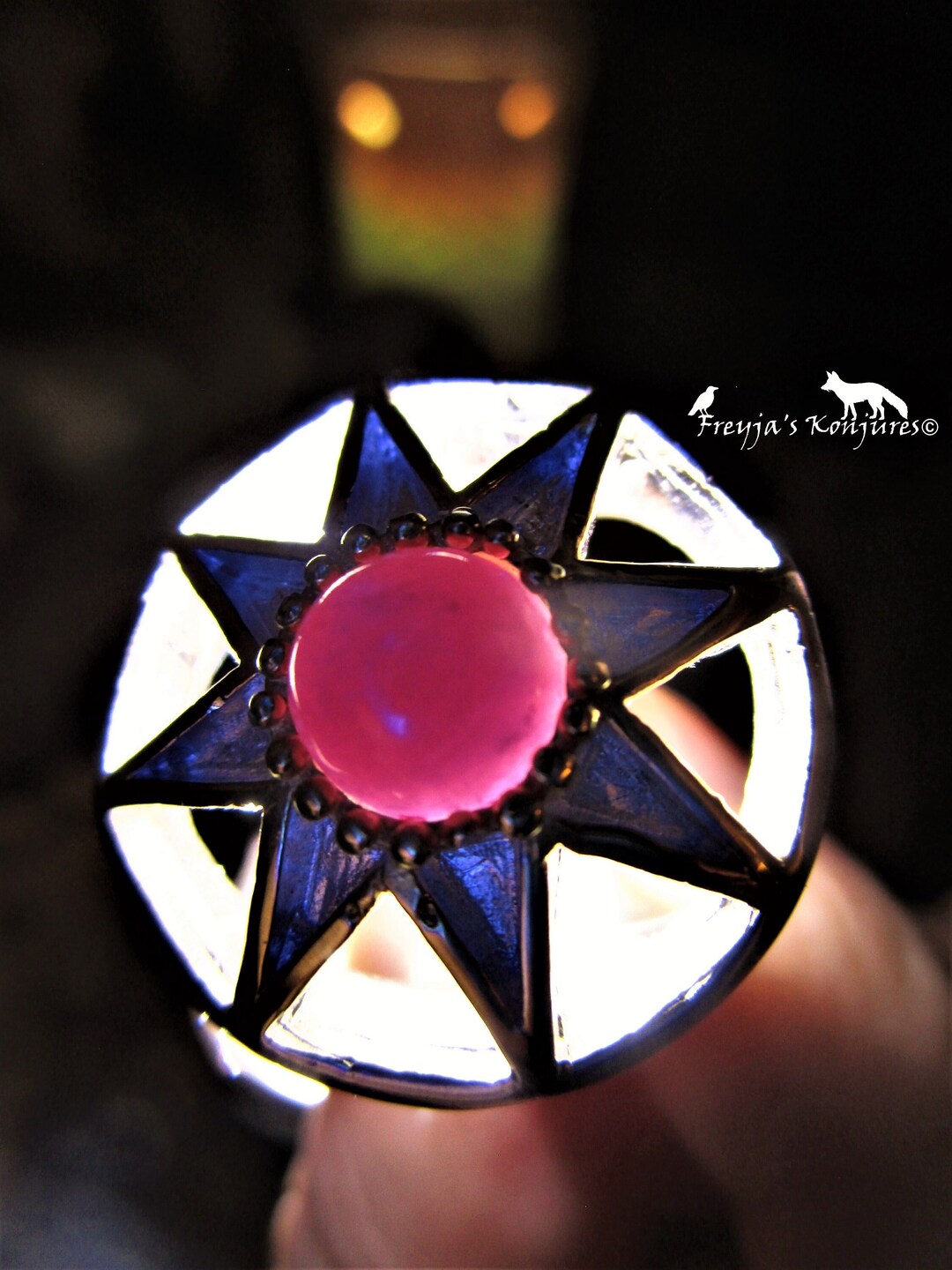 Ornate Vibrant Pink Star Ruby Octagram Star Polygon Filigree Statement ...