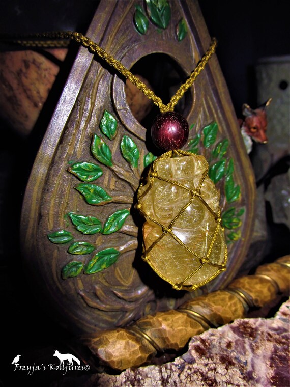 Gold Rutile Carved Quartz Pixiu Hand Knit Basket Display | Etsy