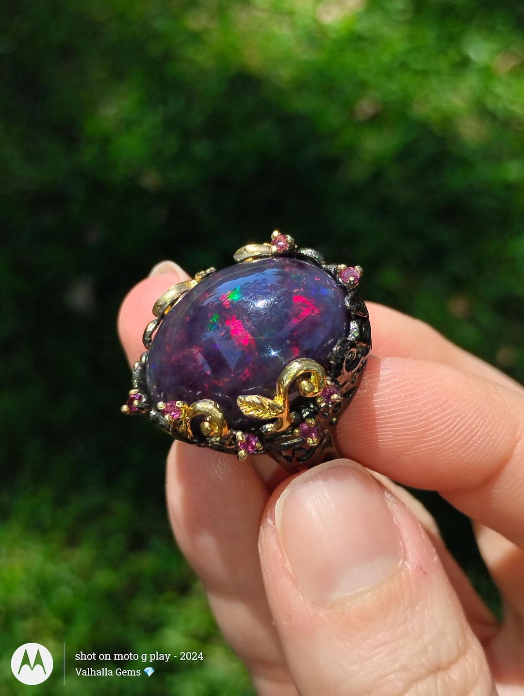 A+ Quality Huge Stunning Rainbow Flash Precious Black Opal Floral ...
