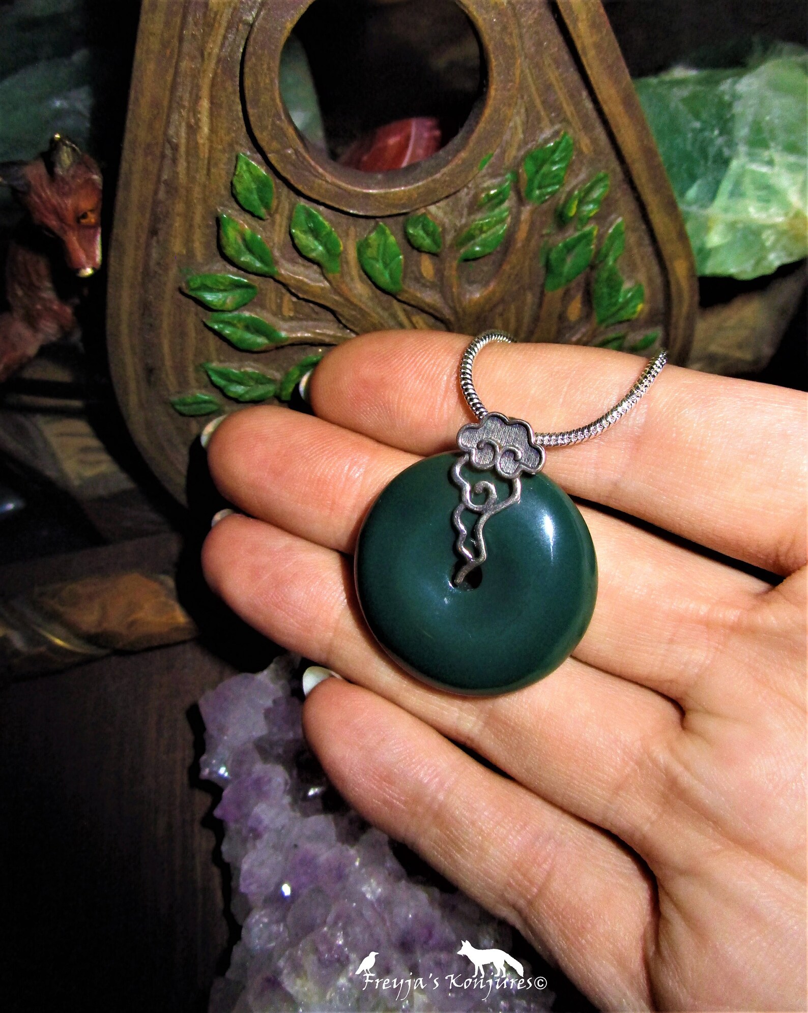 Dark Bamboo Green Nephrite Jade PI bi Disc Safety Circle - Etsy