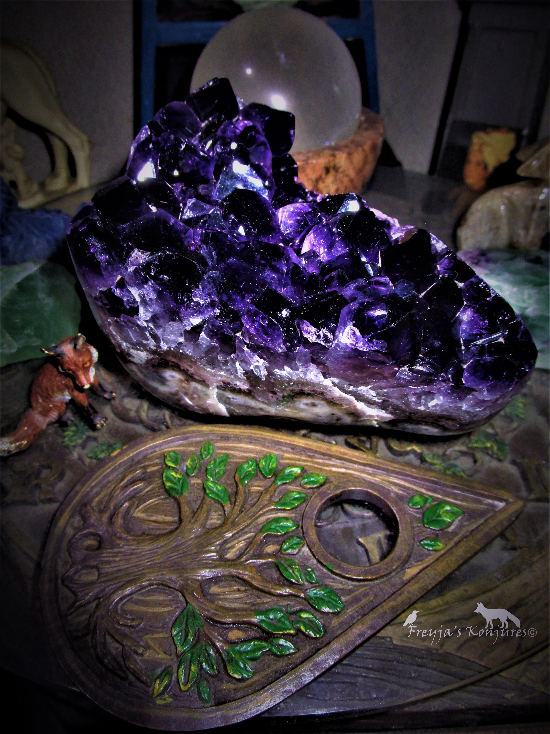 A High Grade Uruguay Amethyst Cluster with Polished Orbicular | Etsy