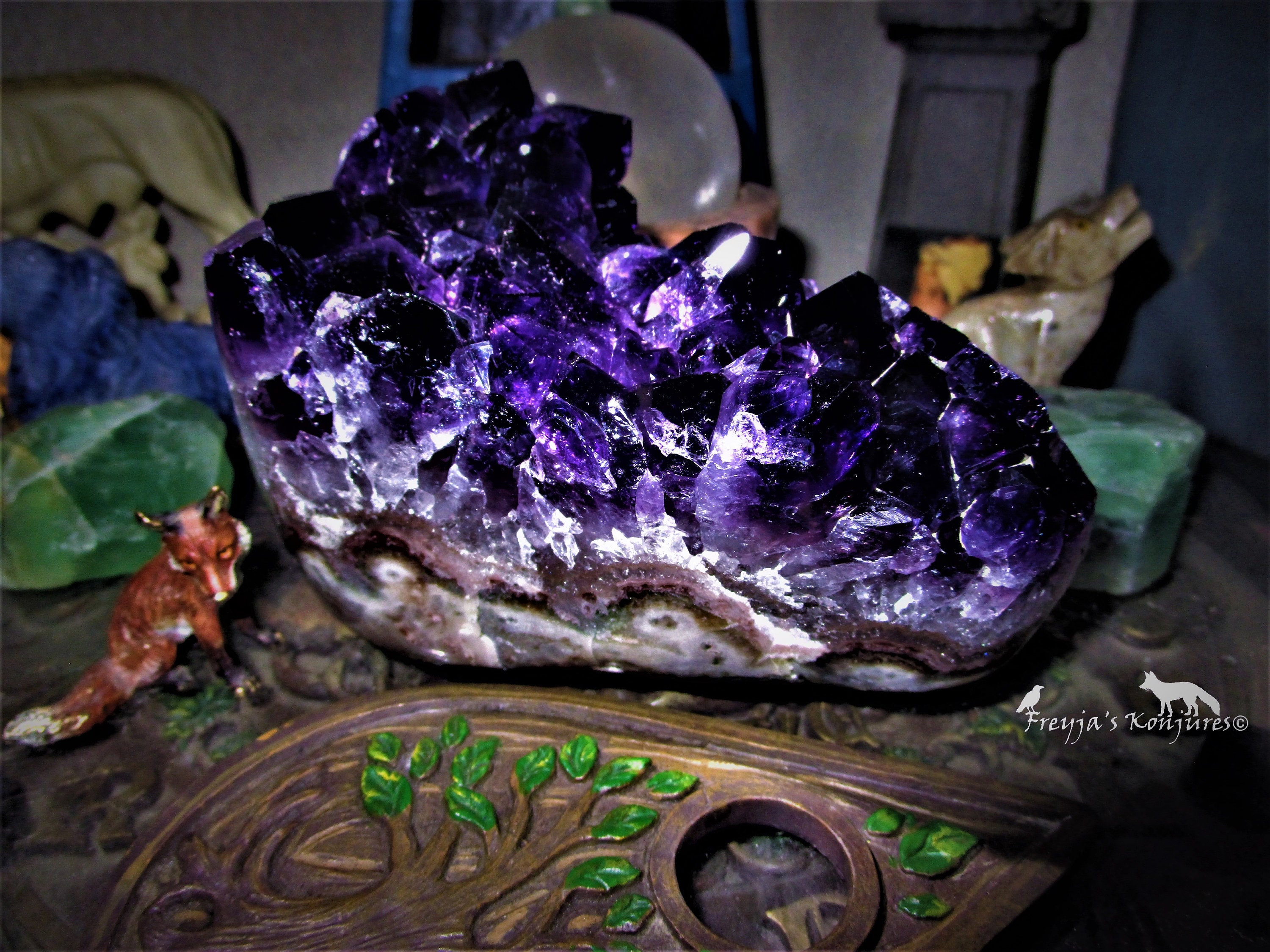 A High Grade Uruguay Amethyst Cluster with Polished Orbicular | Etsy