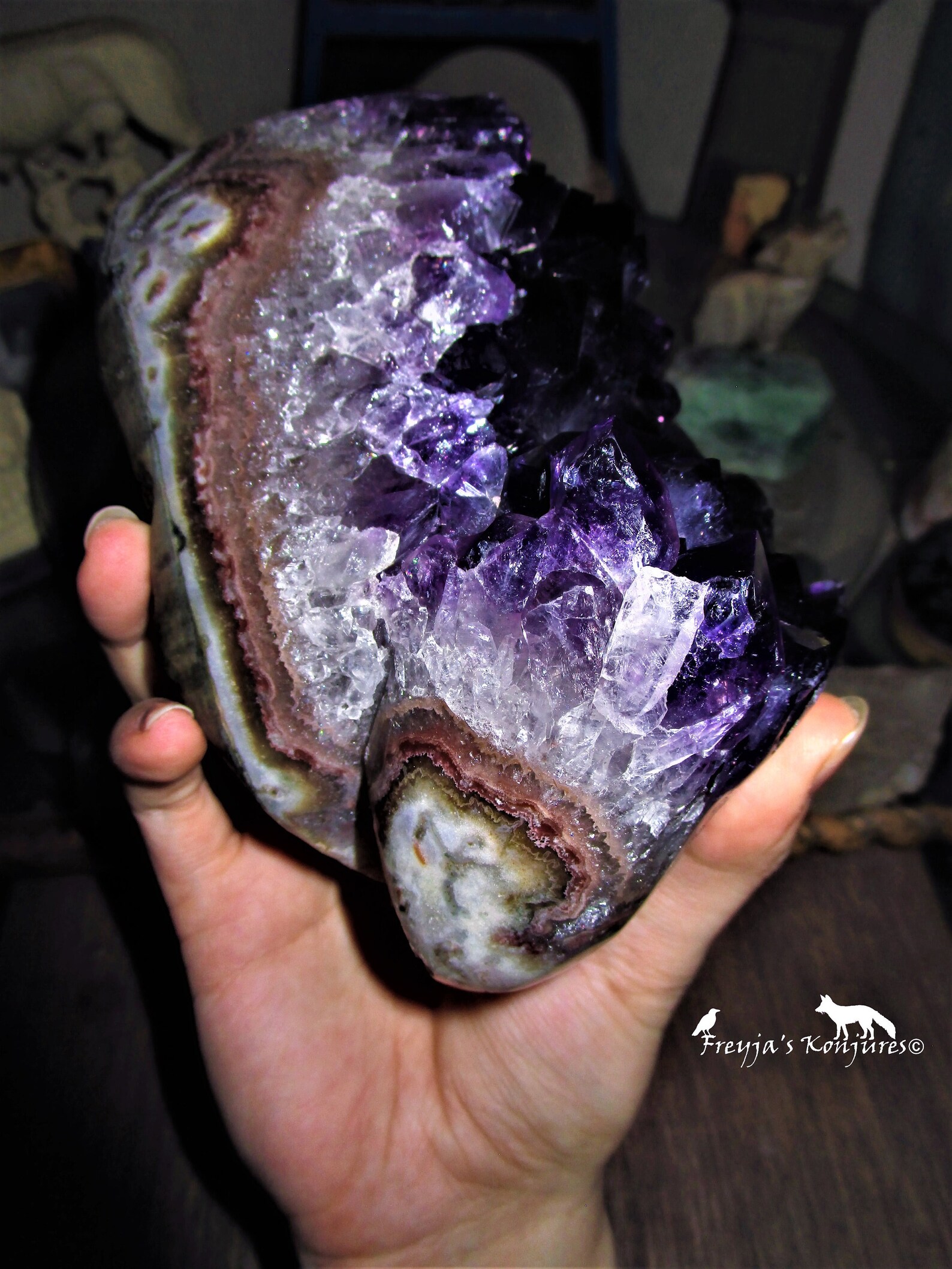 A High Grade Uruguay Amethyst Cluster with Polished Orbicular | Etsy