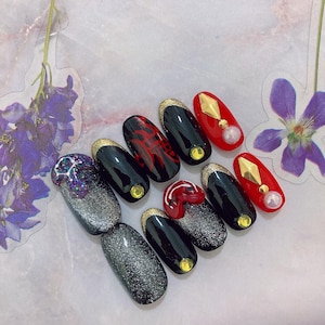 FFXIV Emet Selch Inspired Custom Press on Nails | Fake Nails | Final ...