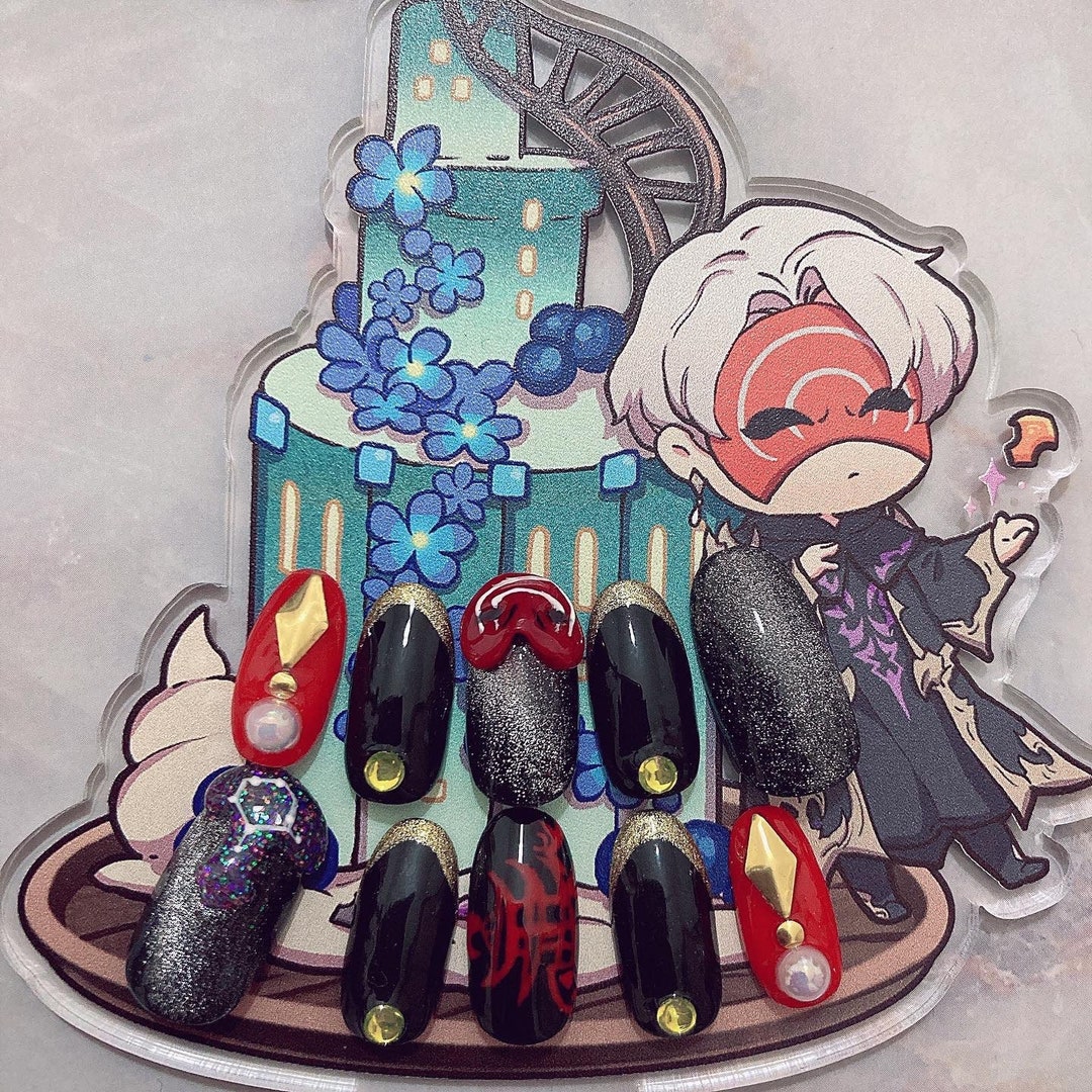 FFXIV Emet Selch Inspired Custom Press on Nails | Fake Nails | Final ...