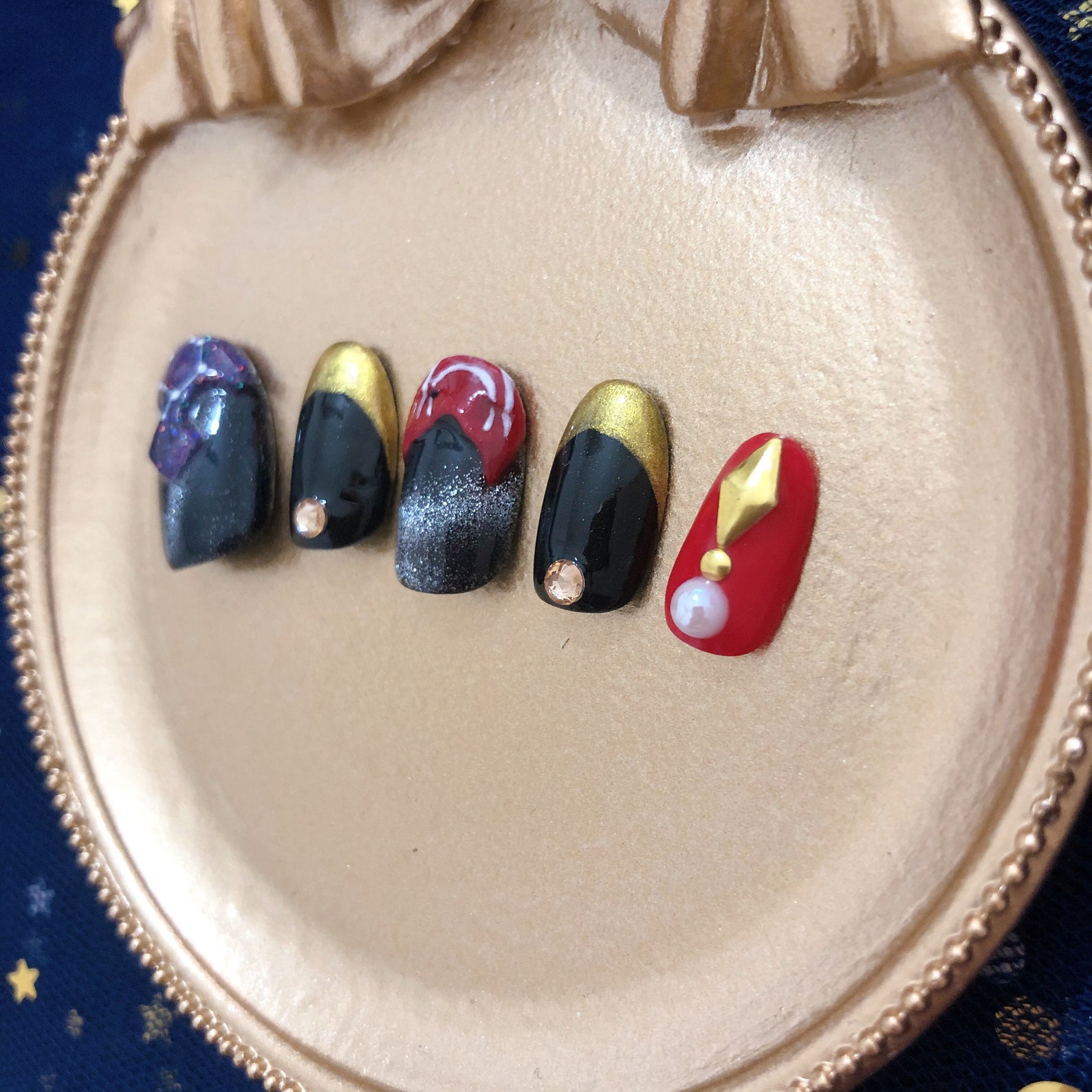 FFXIV Emet Selch Inspired Custom Press on Nails | Fake Nails | Final ...