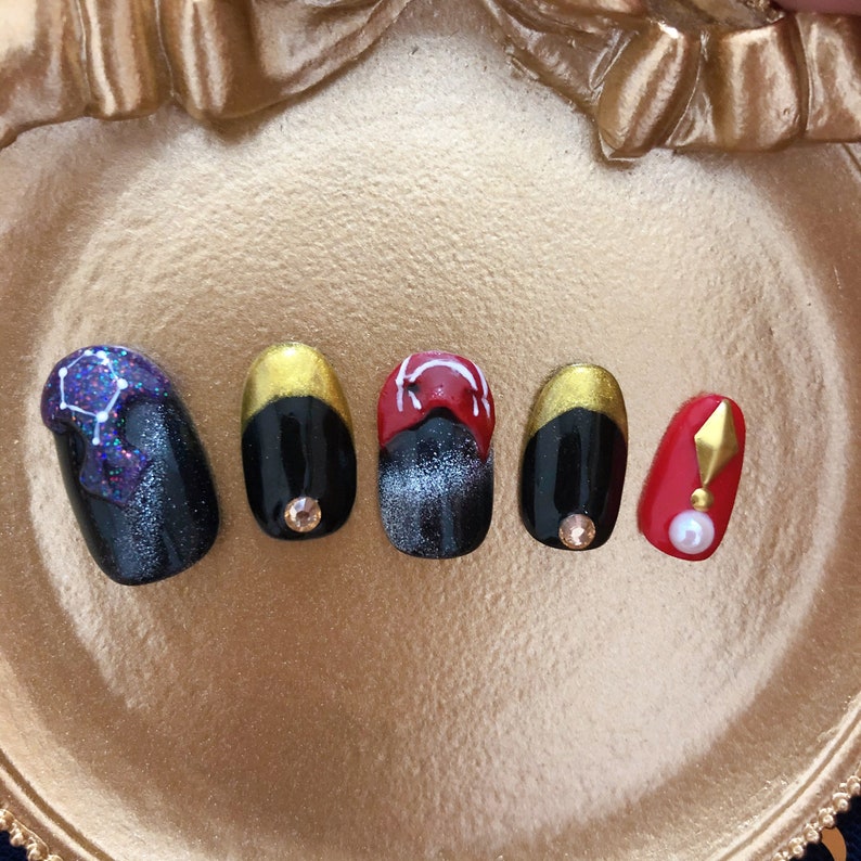 FFXIV Emet Selch Inspired Custom Press on Nails | Fake Nails | Final ...